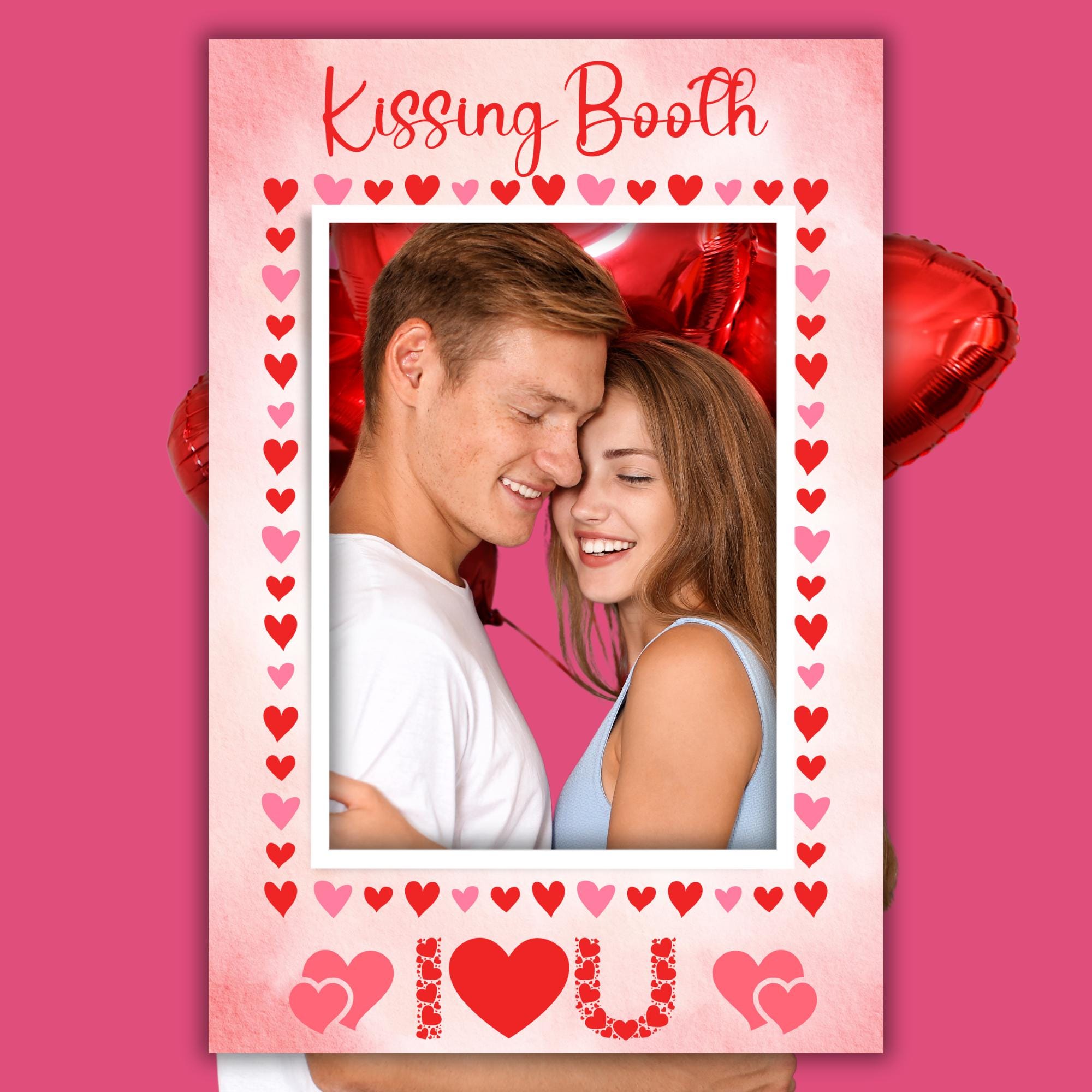 Valentines Photo Booth Frame, Kissing Booth Photo Prop Frame, Editable ...