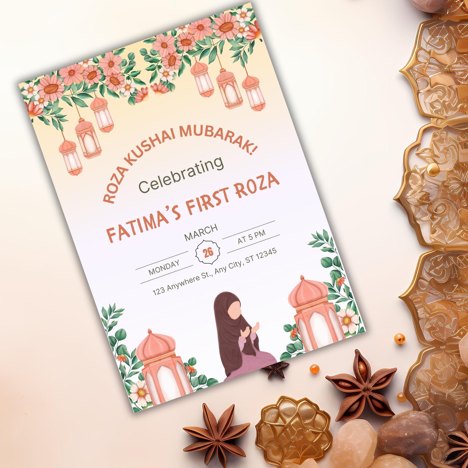 Roza Kushai Celebration Invitation, First Fast Invitation, Roza Khushai ...
