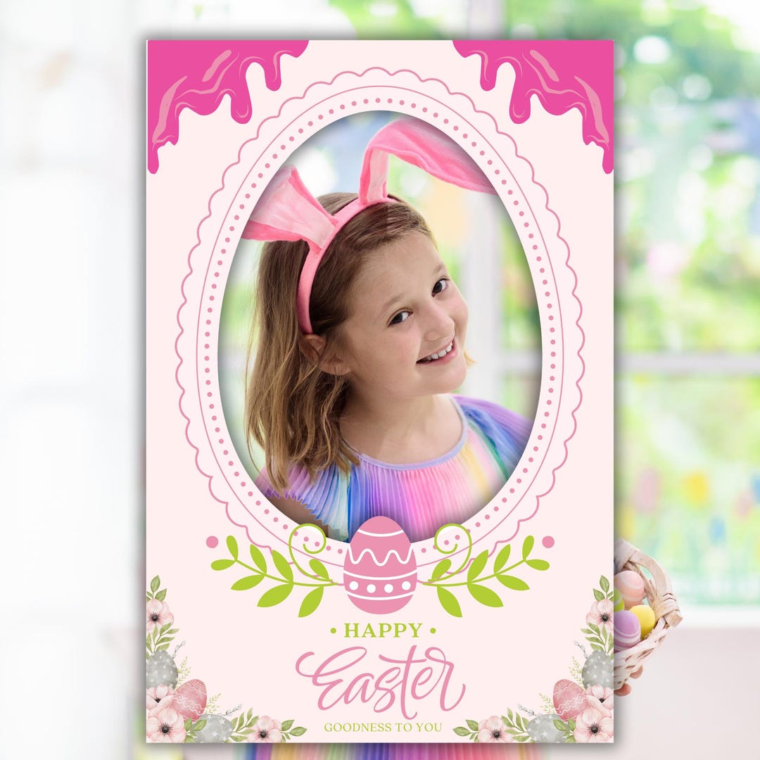 Easter Bunny Photo Booth Frame Template | 24x36" Printable Easter ...