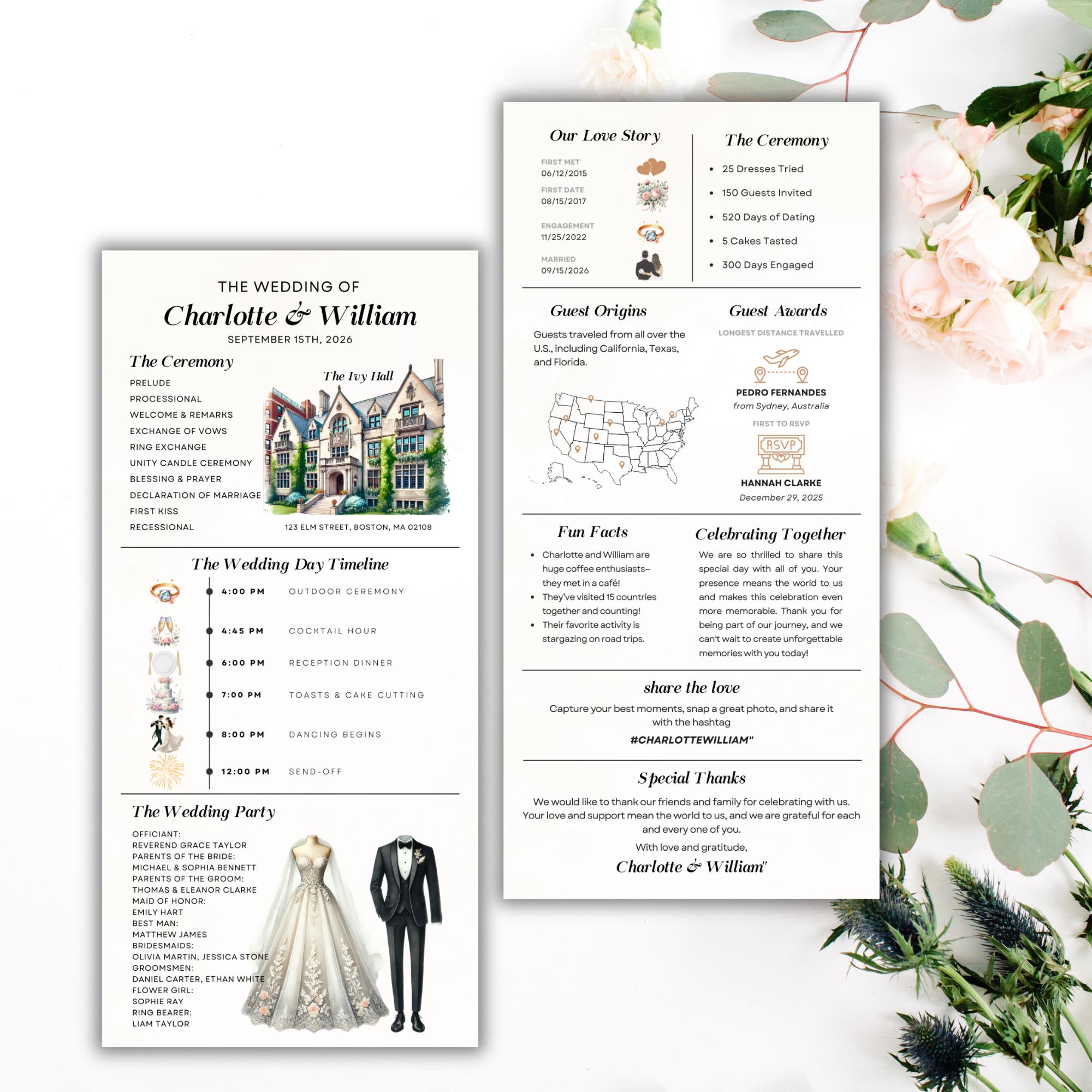 Church Wedding Ceremony Program, Infographic Wedding Program Template ...