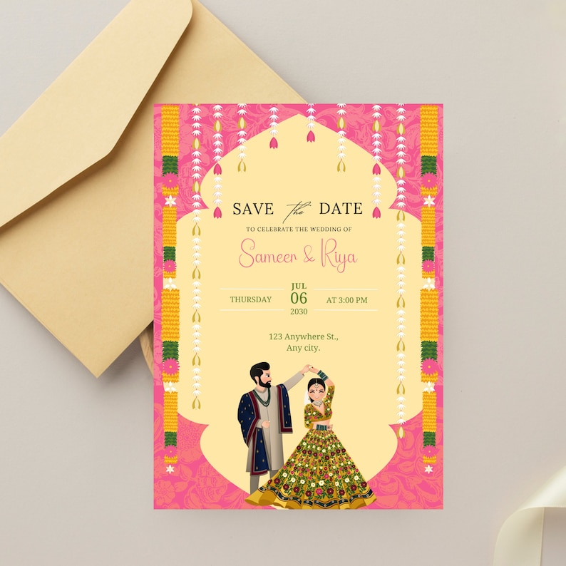 Indian Wedding Invitation Card, Punjabi Wedding Invitation, Save the ...