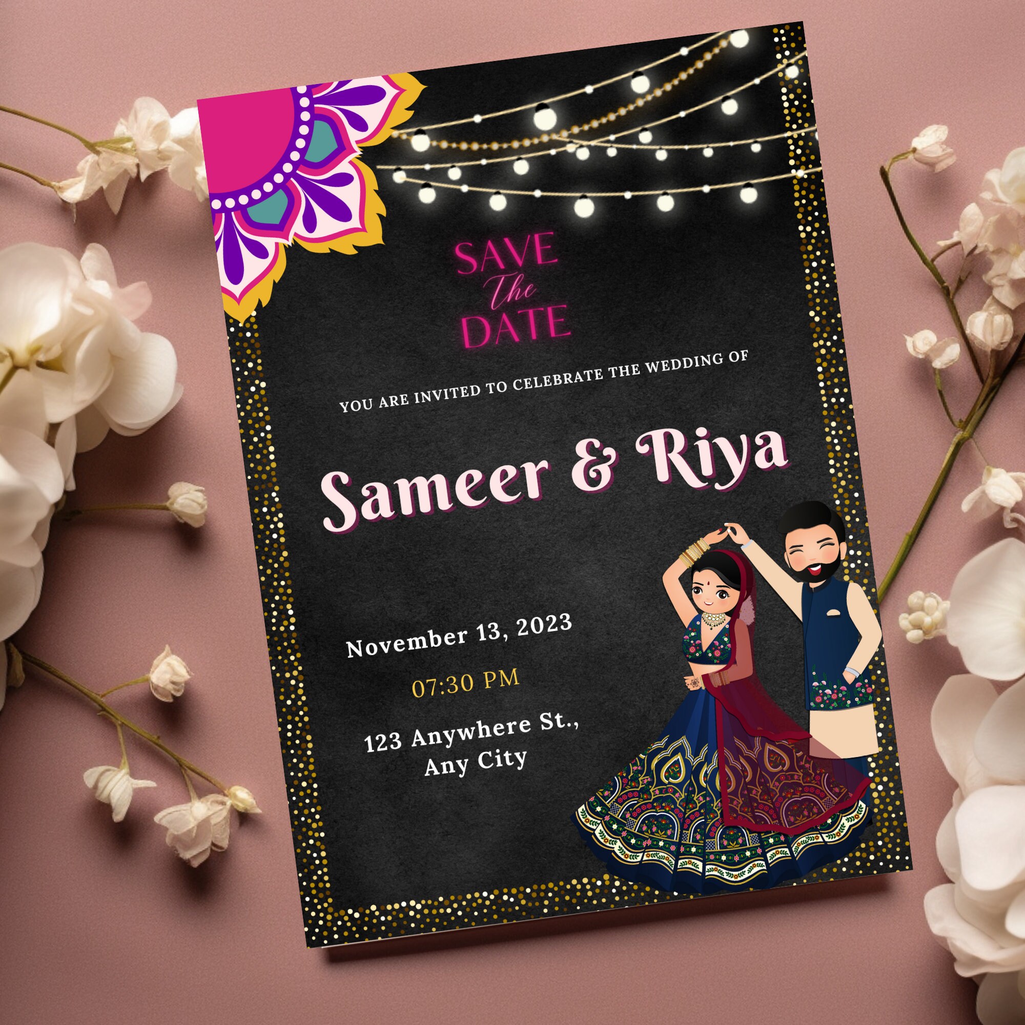 Indian Wedding Invitation Card, Punjabi Wedding Invitation, Save the ...