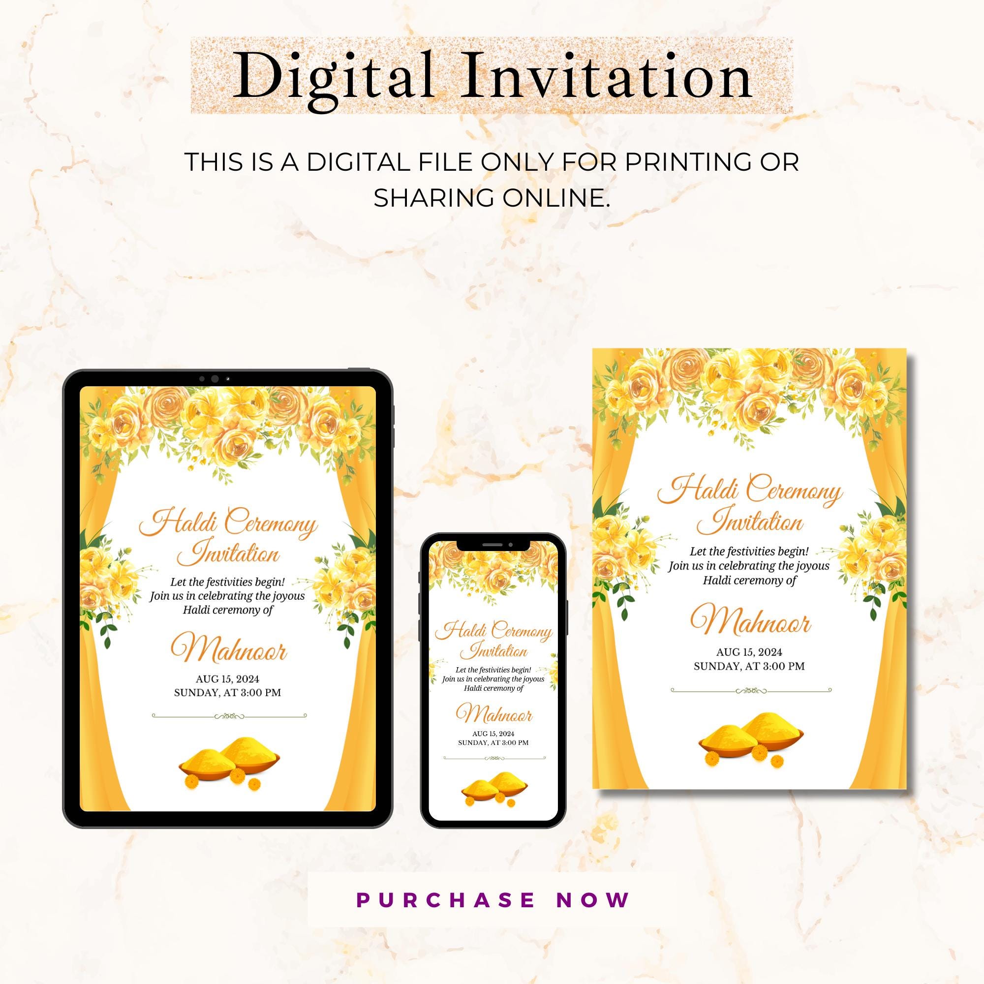 Editable Haldi Invitation Template, Indian Wedding Shower Invitation ...