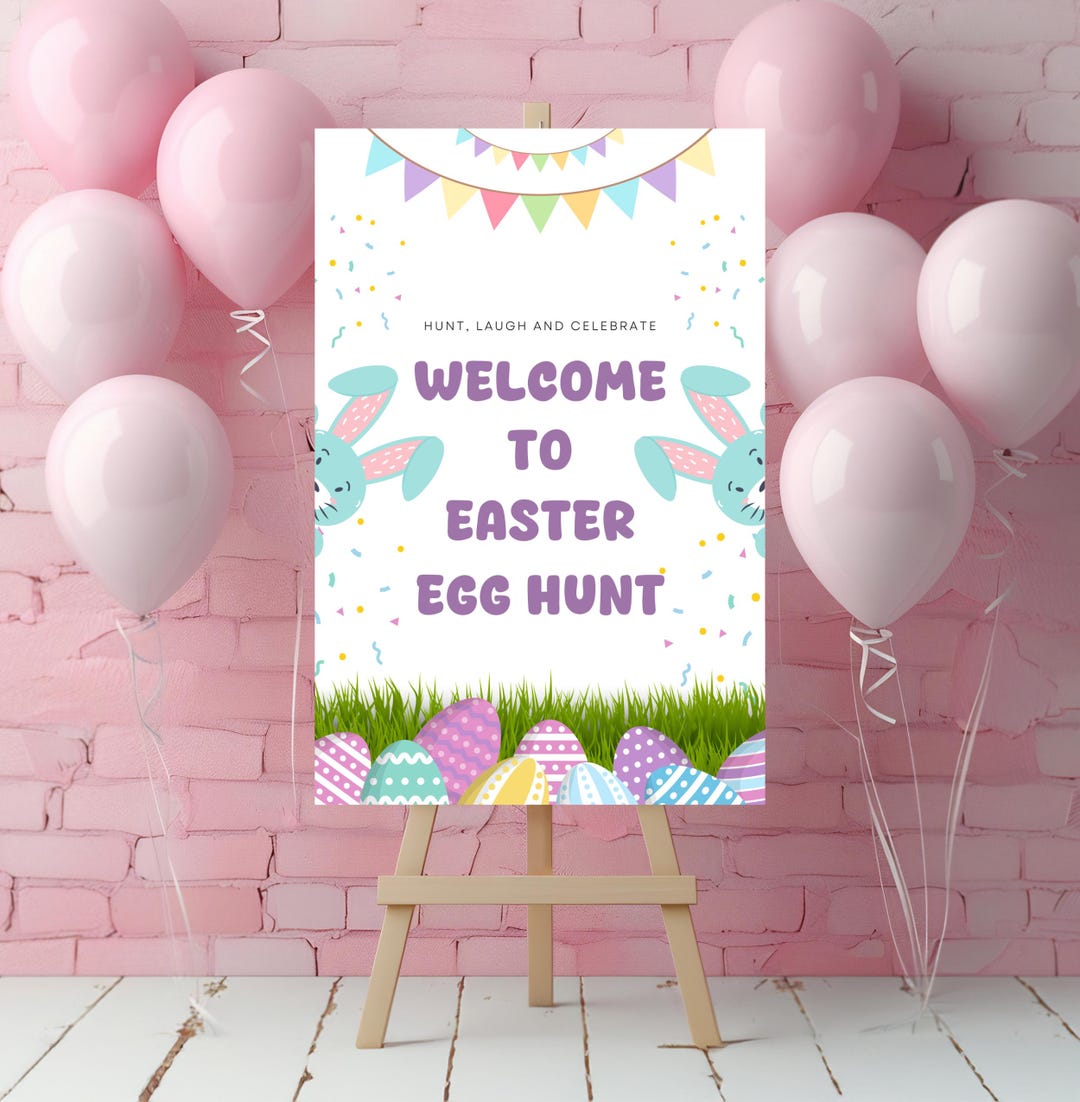 Easter Egg Hunt Welcome Sign: Bunny Decoration (digital Download) - Etsy