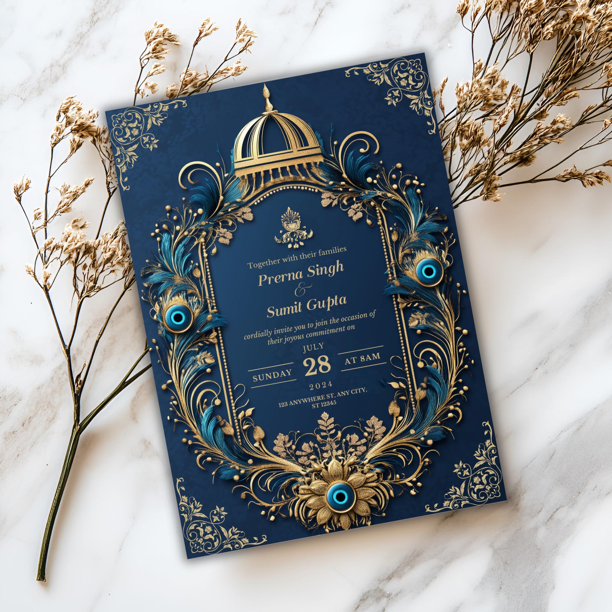 Indian Wedding Invitation Card, Punjabi Wedding Invitation, Save the ...