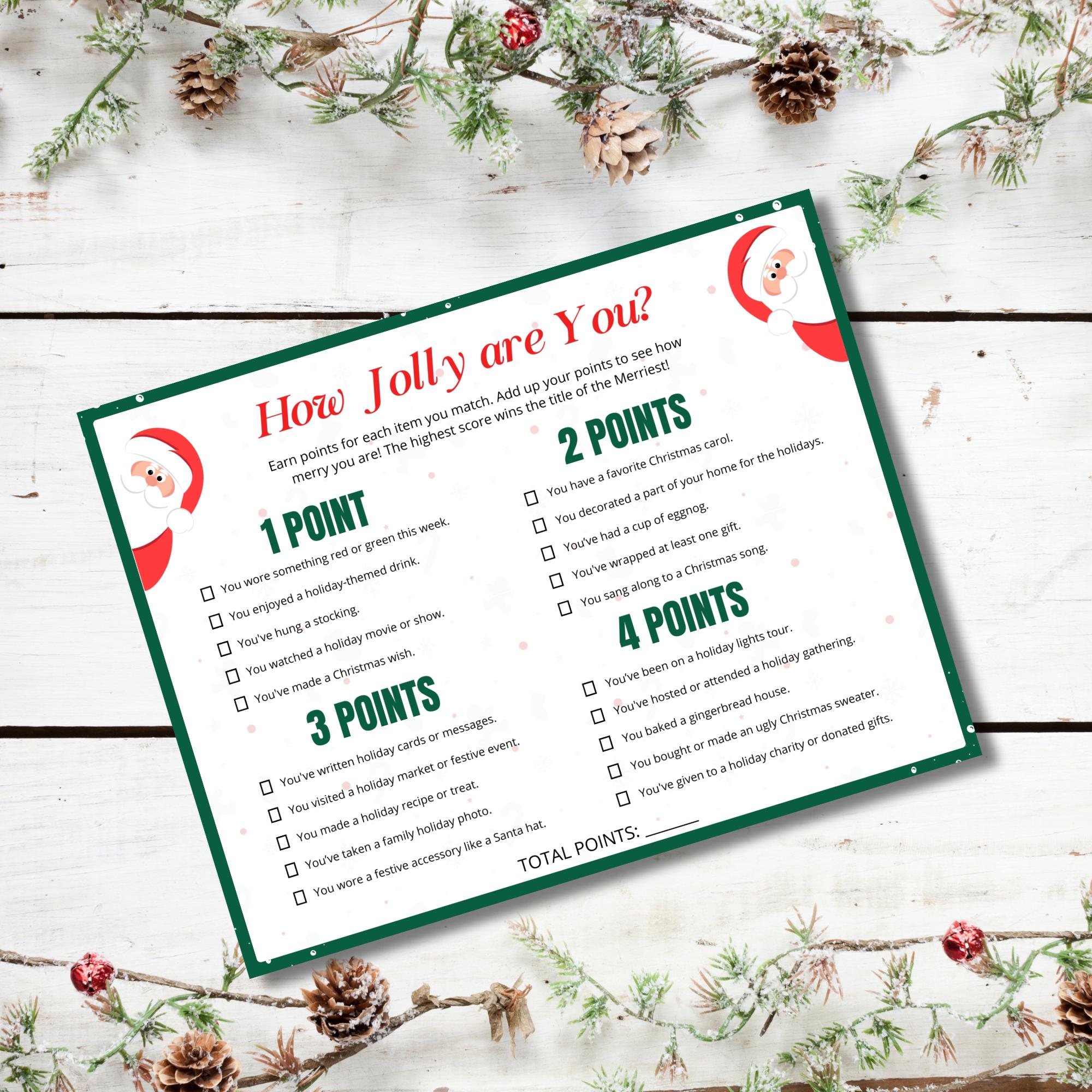 How Jolly Are You? Christmas Party Game, Fun Holiday Group Activity ...