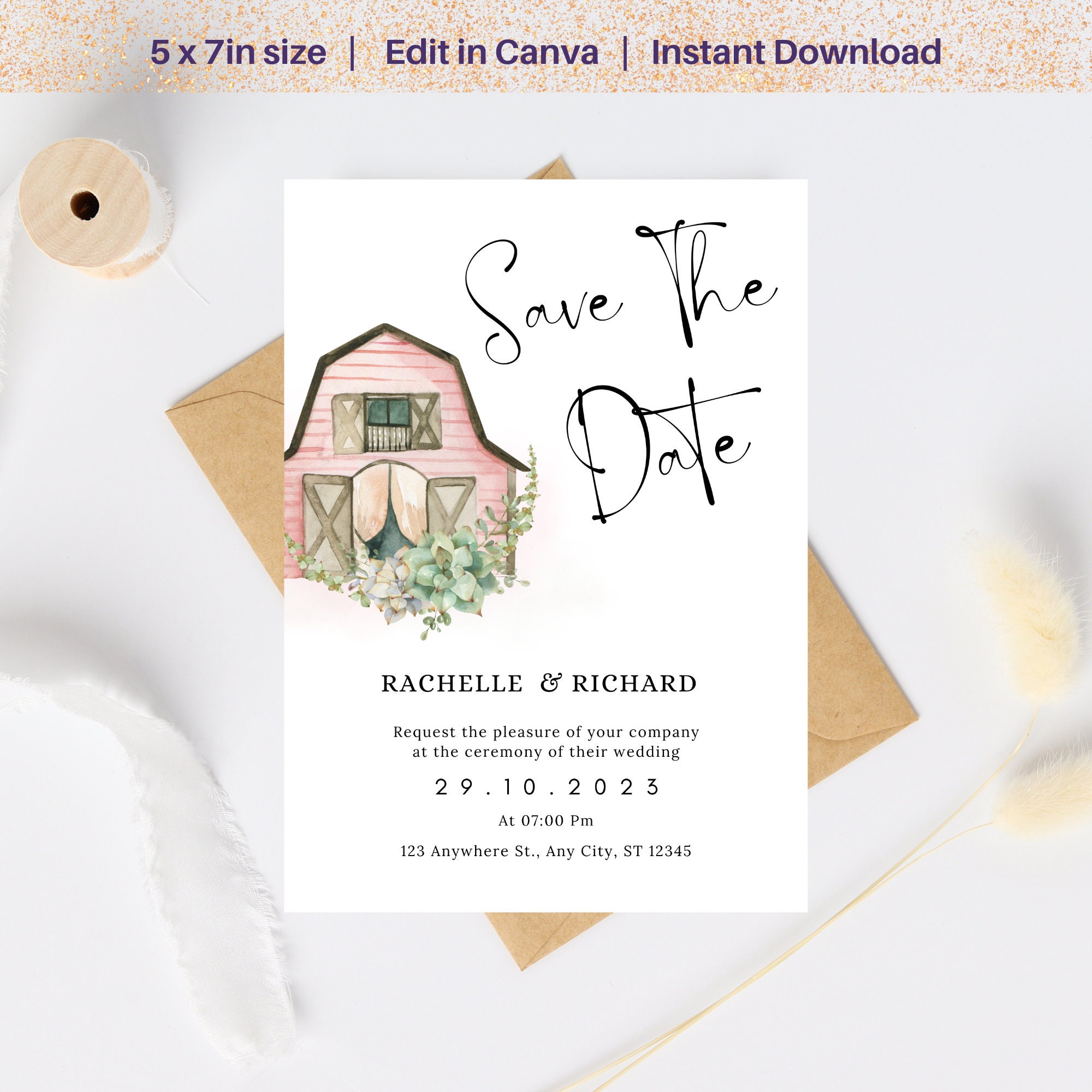 Rustic Farm Wedding Invitation, Country Barn Invitation, Ranch ...
