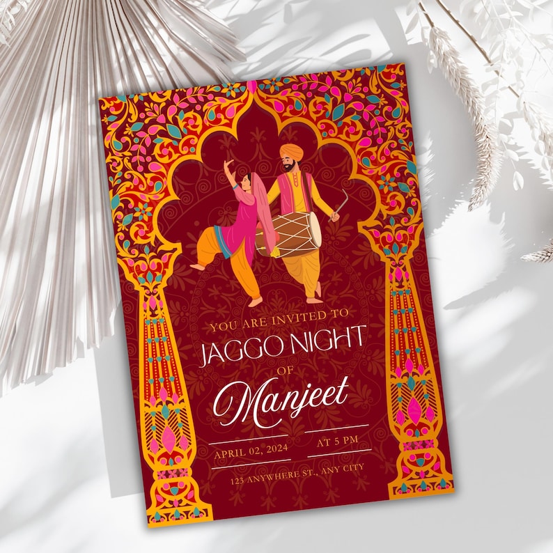 Jaggo Nights Indian Wedding Invitation Template, Punjabi Invitations ...