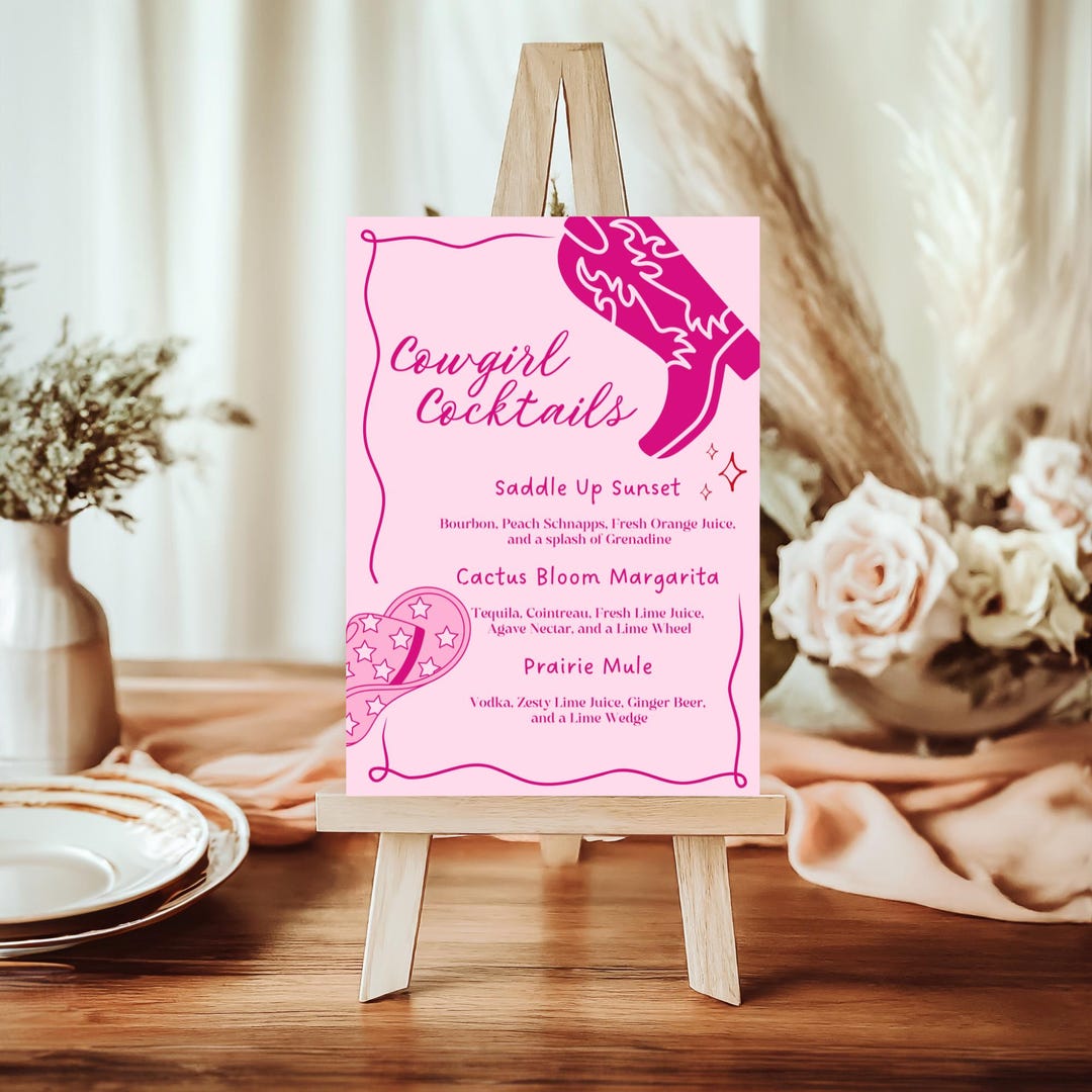 Cowgirl Cocktails Bar Sign Template, Lets Go Girls, Disco Western ...