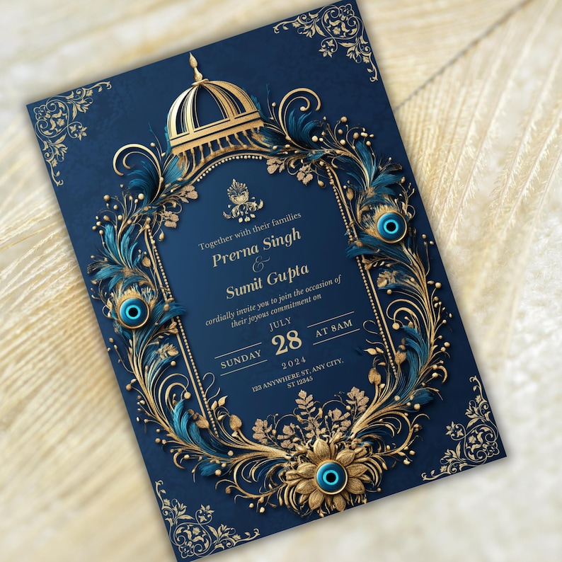 Indian Wedding Invitation Card, Punjabi Wedding Invitation, Save the ...