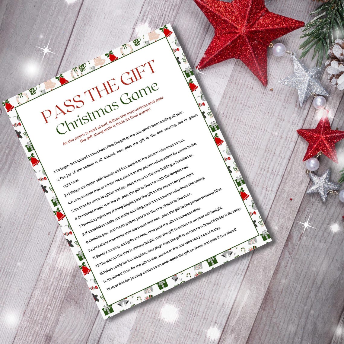 Christmas Pass the Gift Game Printable, Office Christmas Party Pass the ...