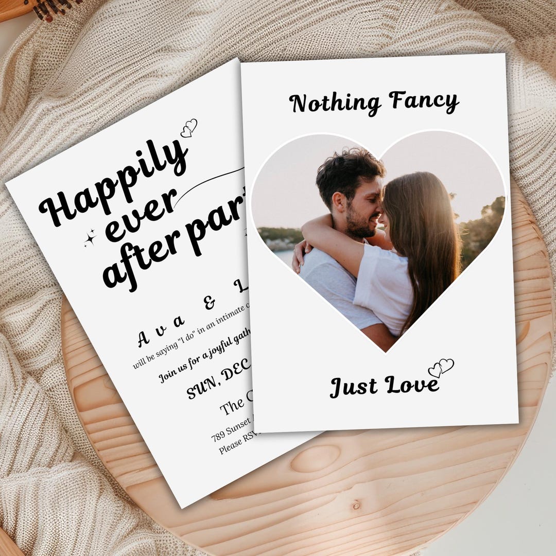 Nothing Fancy Just Love Invitation, Photo Retro Wedding Announcement ...