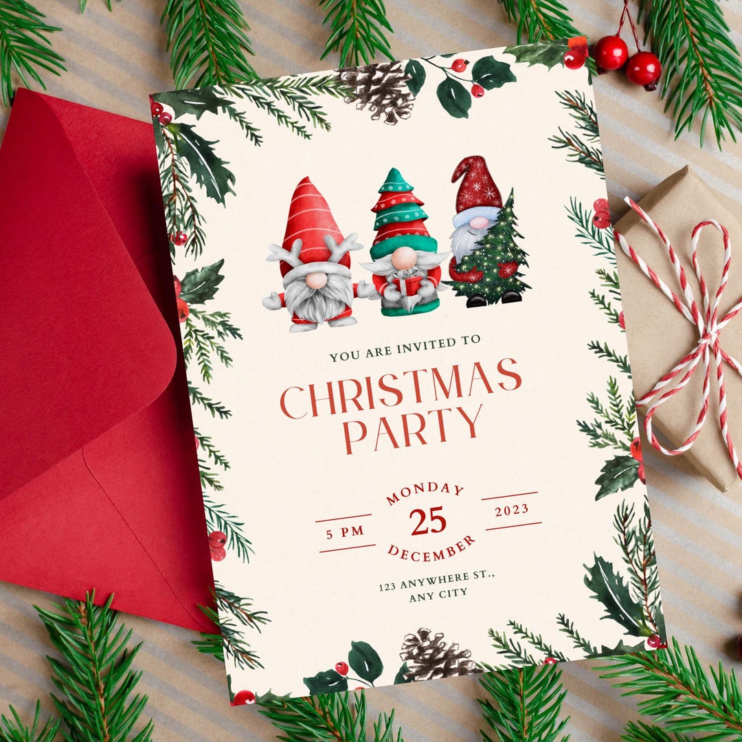 Editable Christmas Party Invitation Template, Printable Christmas Party ...