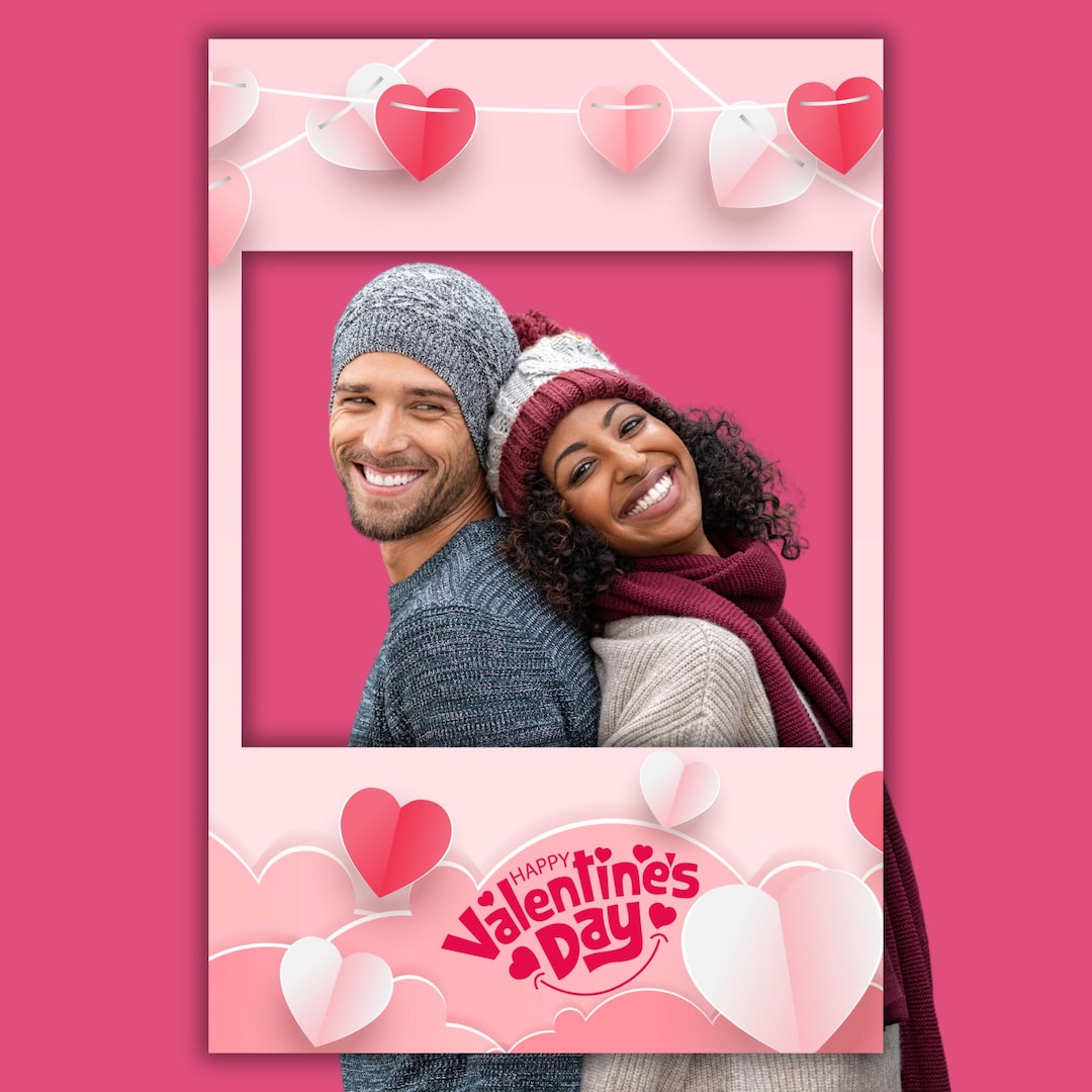 Valentines Photo Booth Frame, Kissing Booth Photo Prop Frame, Editable ...