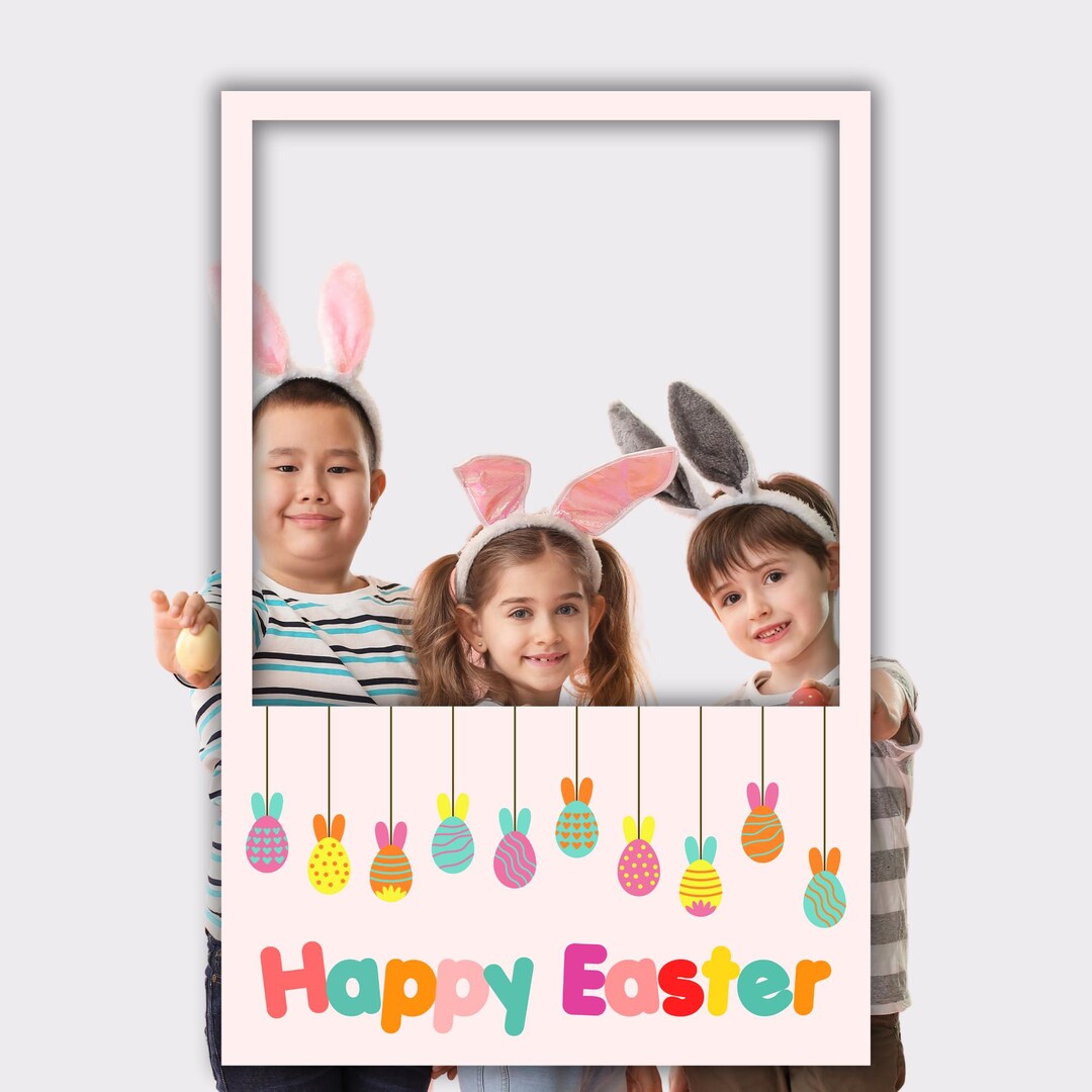 Easter Bunny Photo Booth Frame Template | 24x36" Printable Easter ...