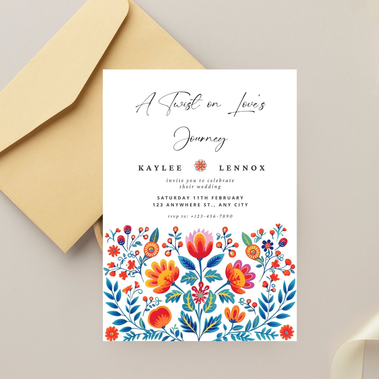 Mexican Fiesta Wedding Invitation, Floral Bridal Shower Invite, Spring ...