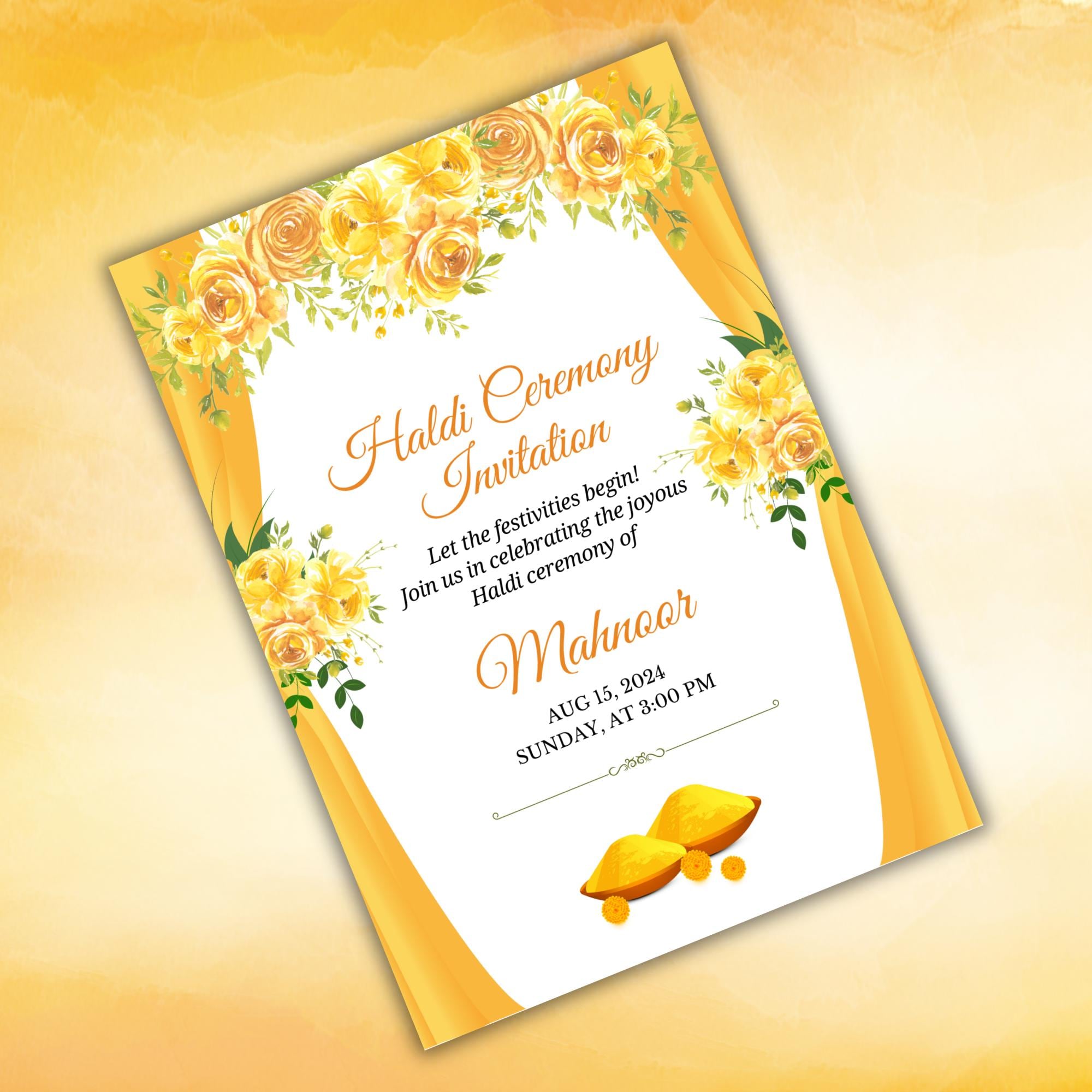 Editable Haldi Invitation Template, Indian Wedding Shower Invitation ...
