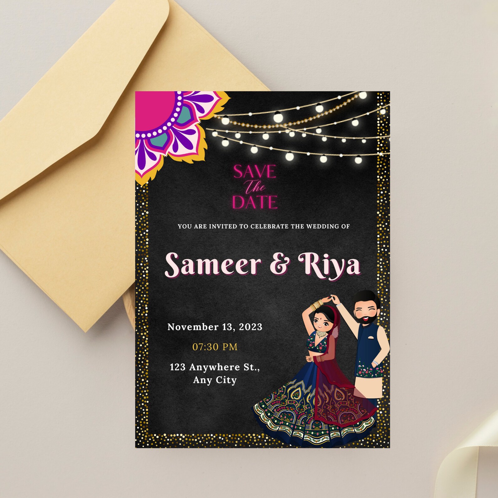 Indian Wedding Invitation Card, Punjabi Wedding Invitation, Save the ...