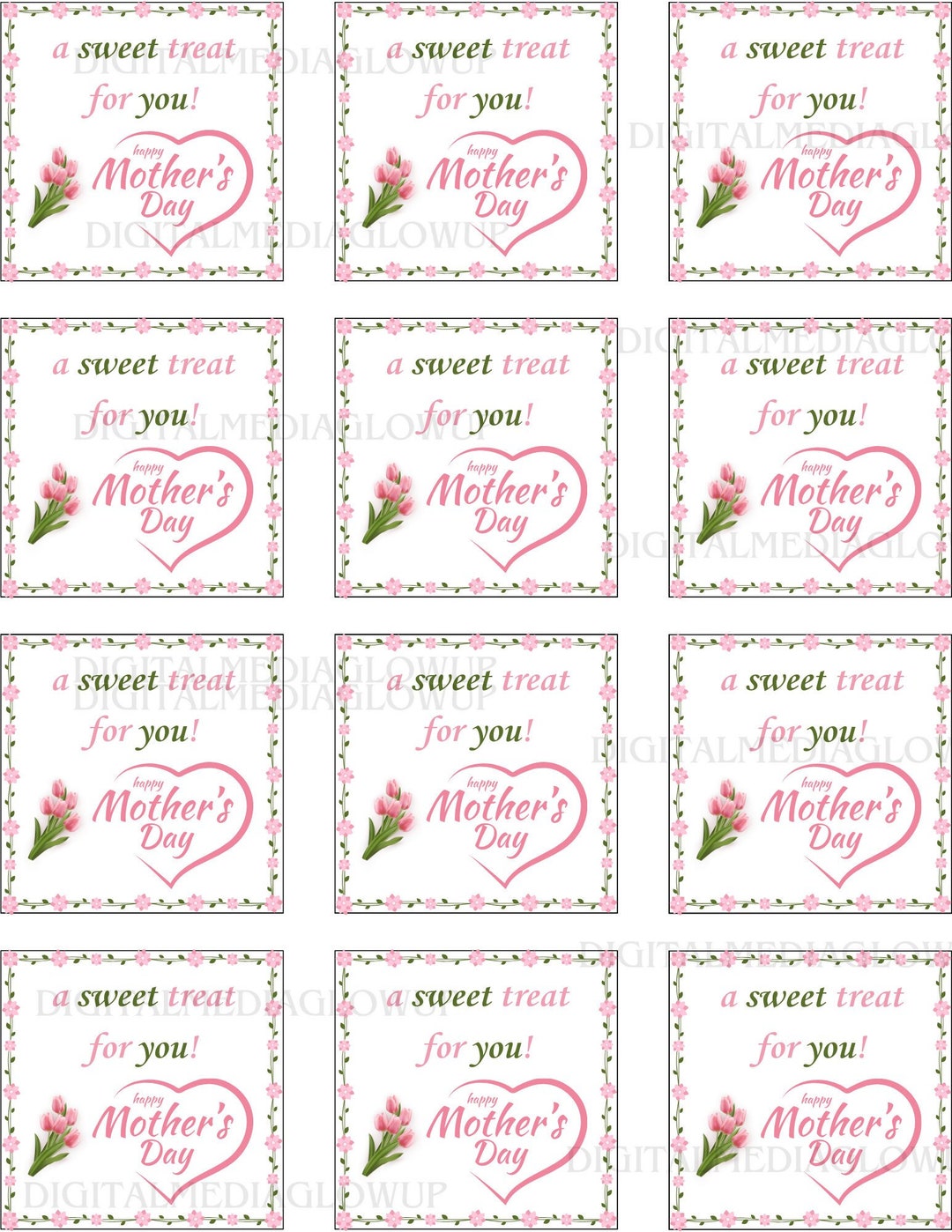 Mothers Day Gift Tag Printable, Mothers Day Treat Tag, Mothers Day Gift ...