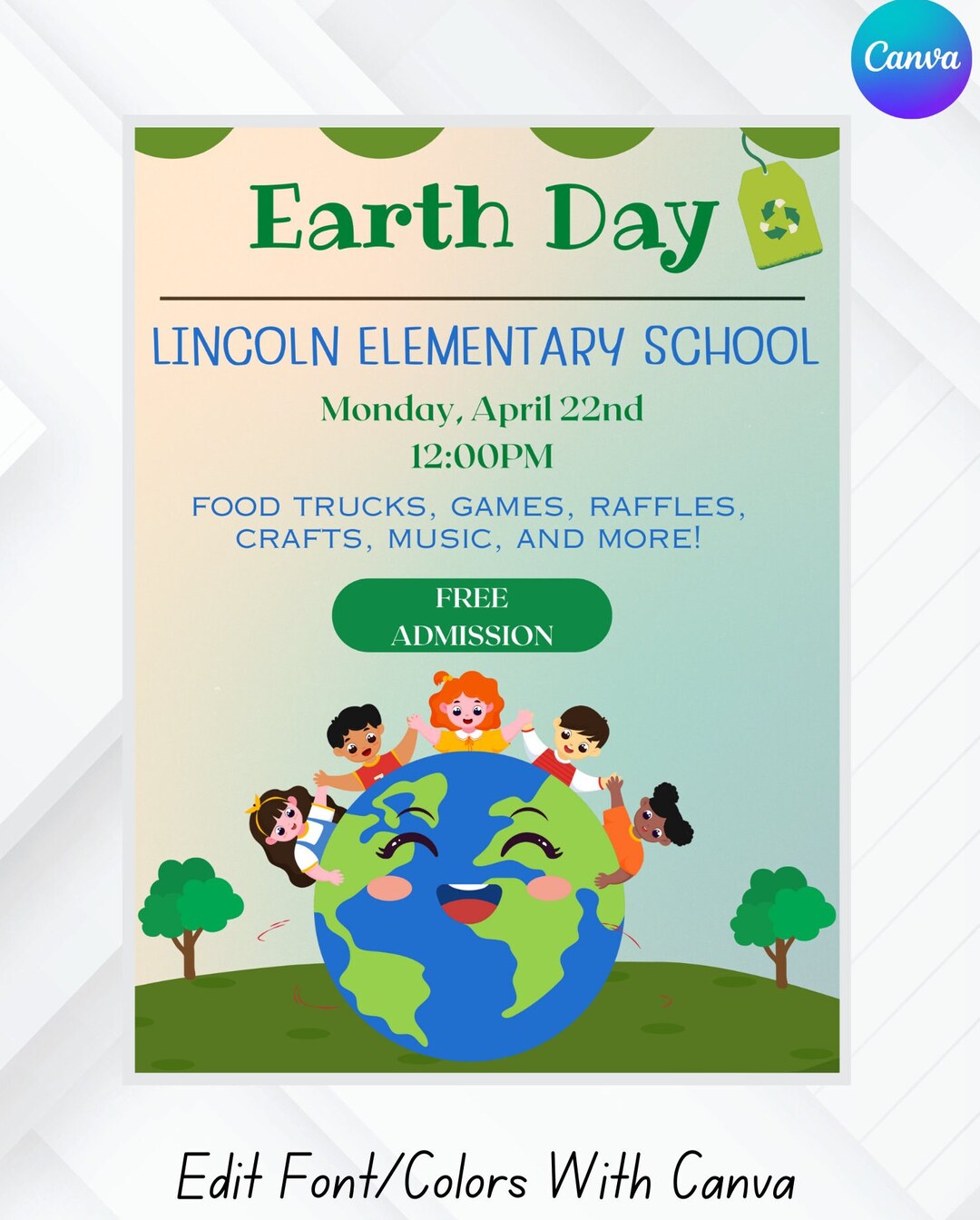 Earth Day Event Flyer Save the Planet Earth Day Event Printable School ...