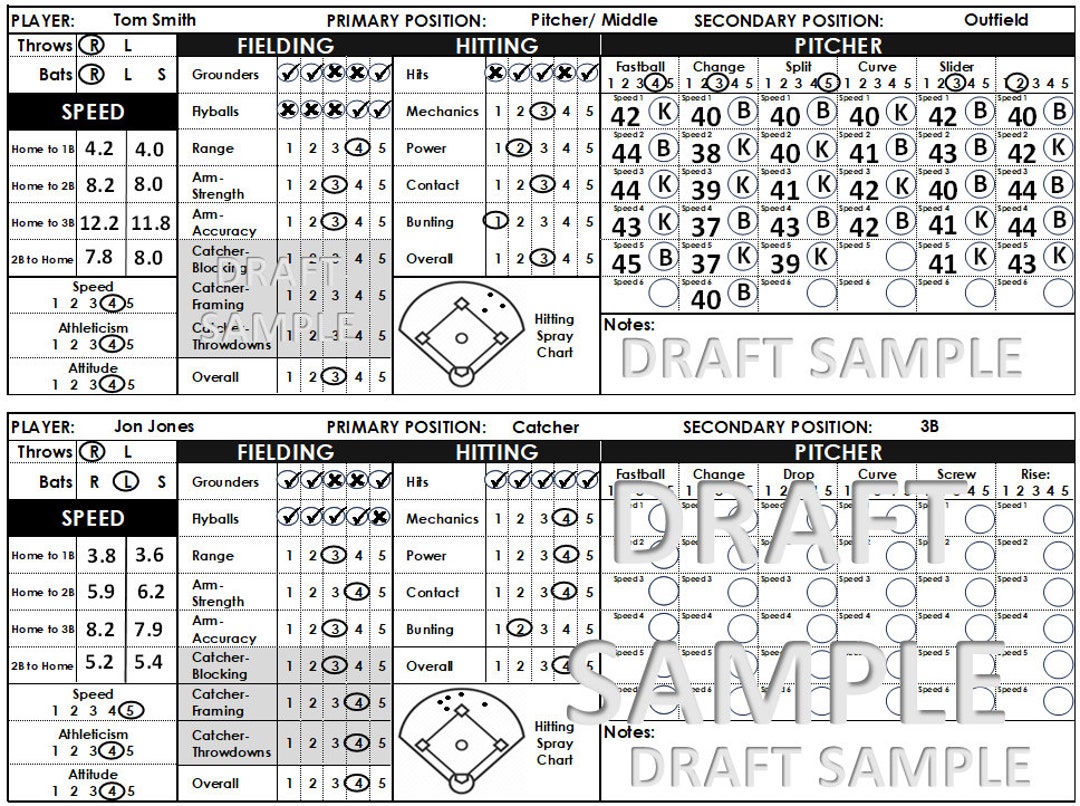 Baseball Player Evaluation Sheet - Etsy