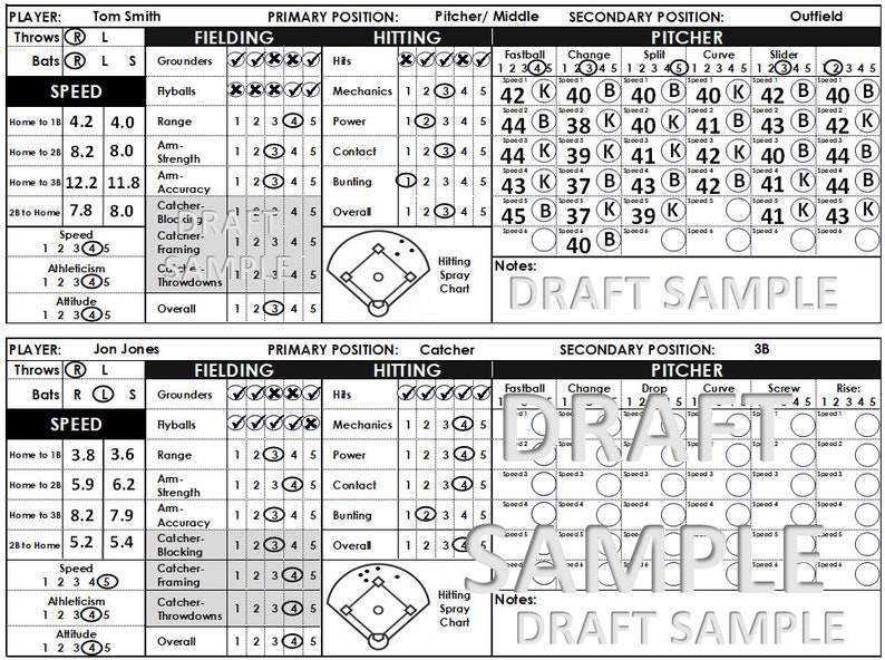 Baseball Player Evaluation Sheet - Etsy