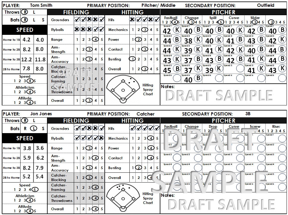 Baseball Player Evaluation Sheet - Etsy