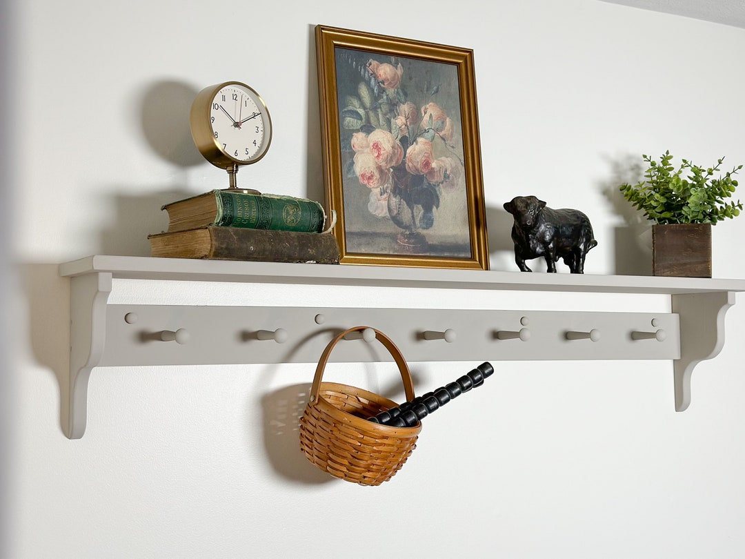 Shaker Shelf With Hooks, Peg Shelf, Entryway Organization, Shaker Peg ...