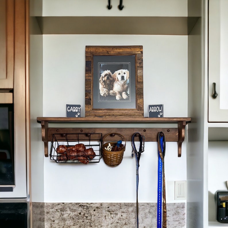 Peg Shelf for Wall, Pet Accessory Organization Shelf With Hooks for Dog ...