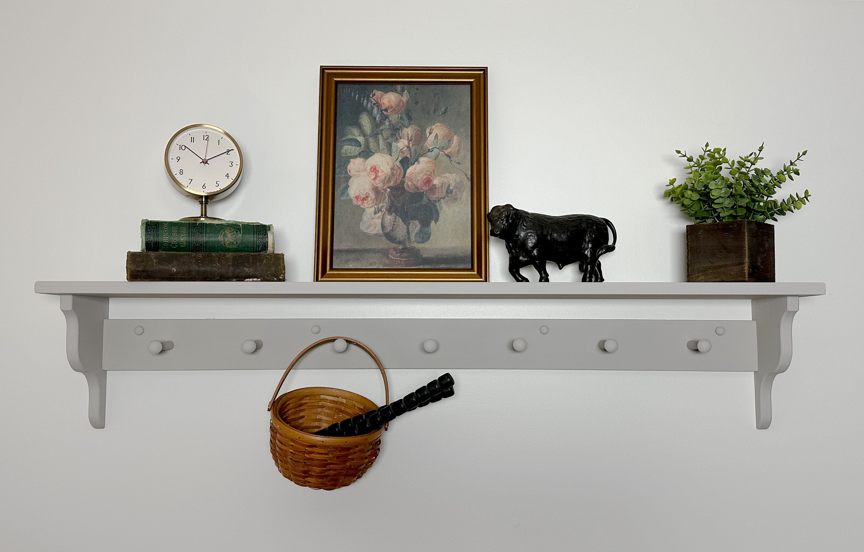 Shaker Shelf With Hooks, Peg Shelf, Entryway Organization, Shaker Peg ...