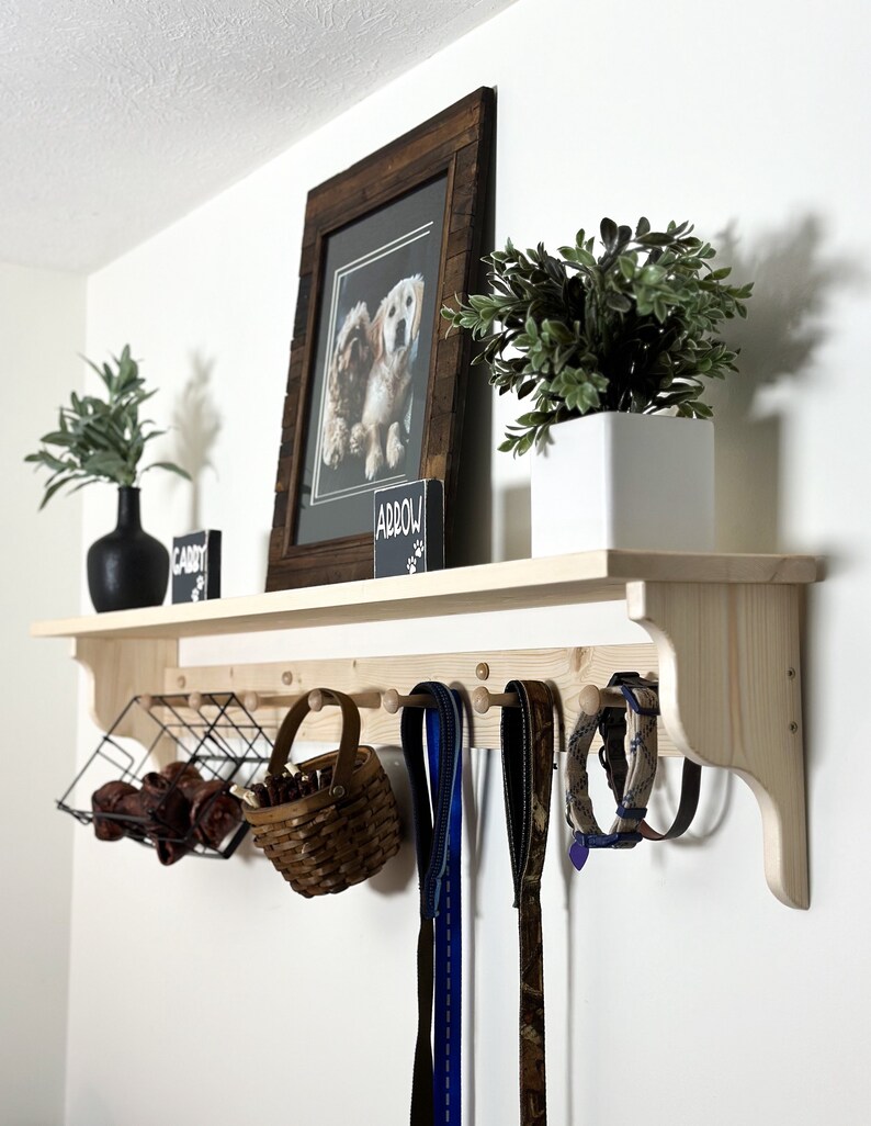Peg Shelf for Wall Pet Accessory Organization Shelf With Hooks for Dog ...