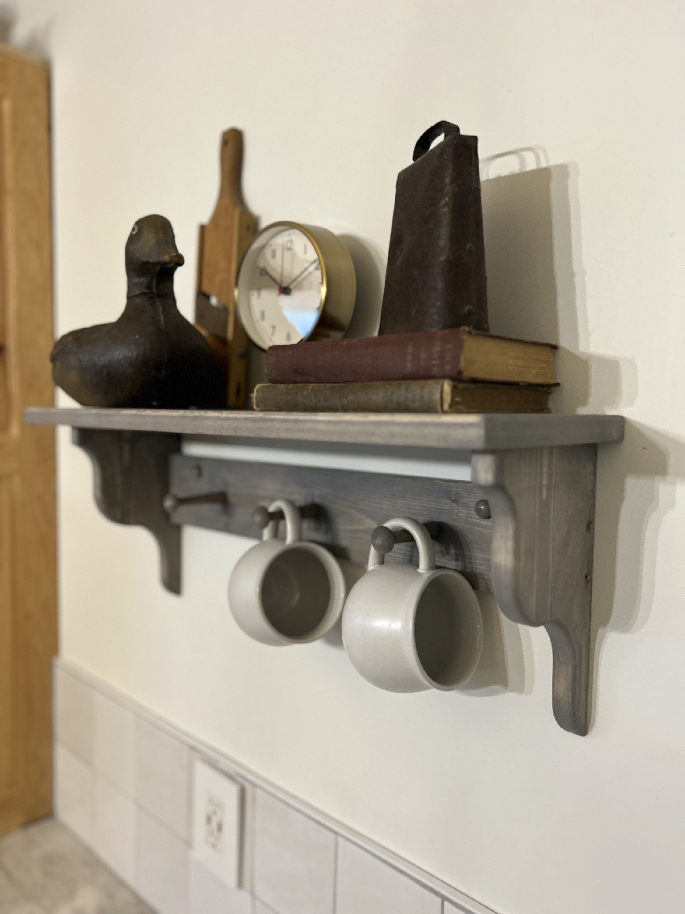 Shaker Peg Shelf, Coffee Bar Shelf With Hooks, Shelf With Coat Rack ...