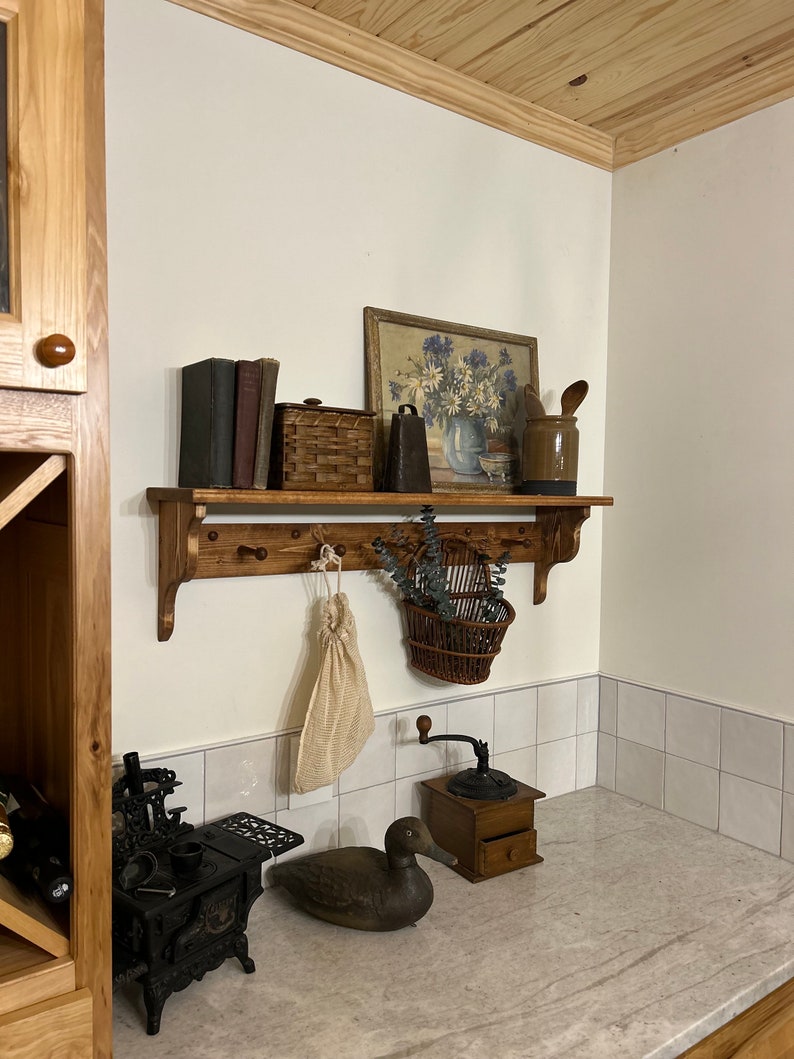 Shaker Peg Rack With Shelf, Entryway Organization, Shaker Peg Coat Rack ...