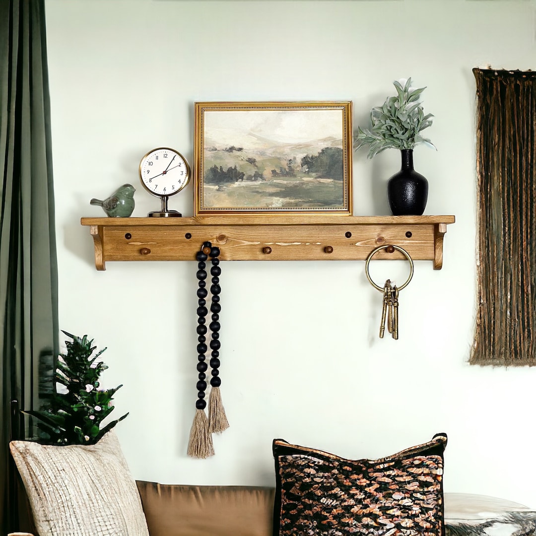 Shaker Peg Shelf | Coat Rack With Shelf | Wood Shelf With Pegs | Decor ...