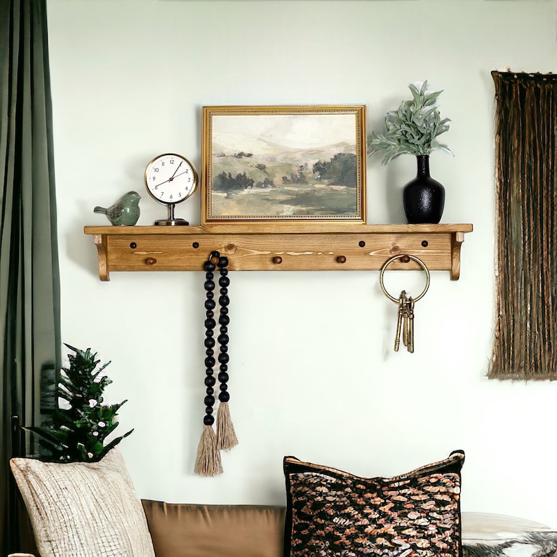 Shaker Peg Shelf | Coat Rack With Shelf | Wood Shelf With Pegs | Decor ...