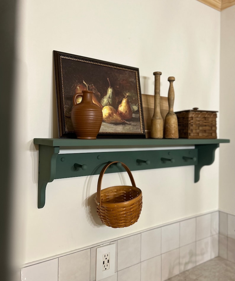 Peg Shelf, Display Shelf, Shaker Peg Coat Rack, Rustic Home Decor ...