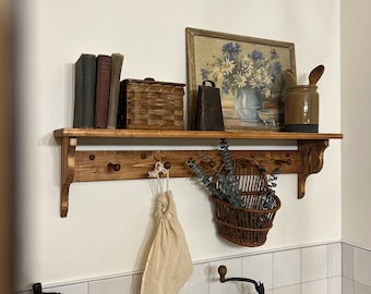 Wood Shaker Shelf, Shaker Peg Shelf, Entryway Shelf ,shaker Peg Coat ...