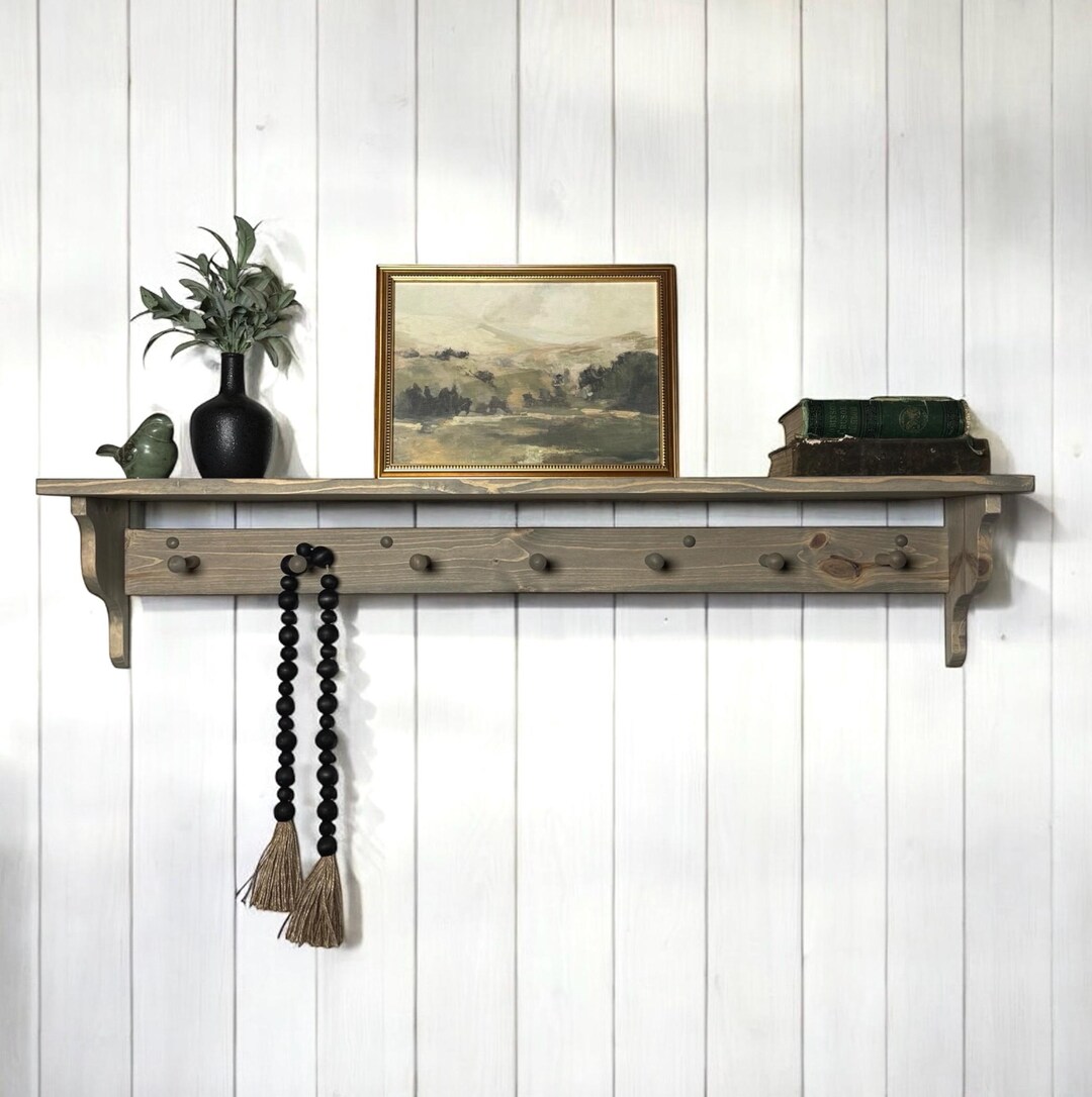 Shaker Peg Shelf, Coffee Bar Shelf With Hooks, Shelf With Coat Rack ...