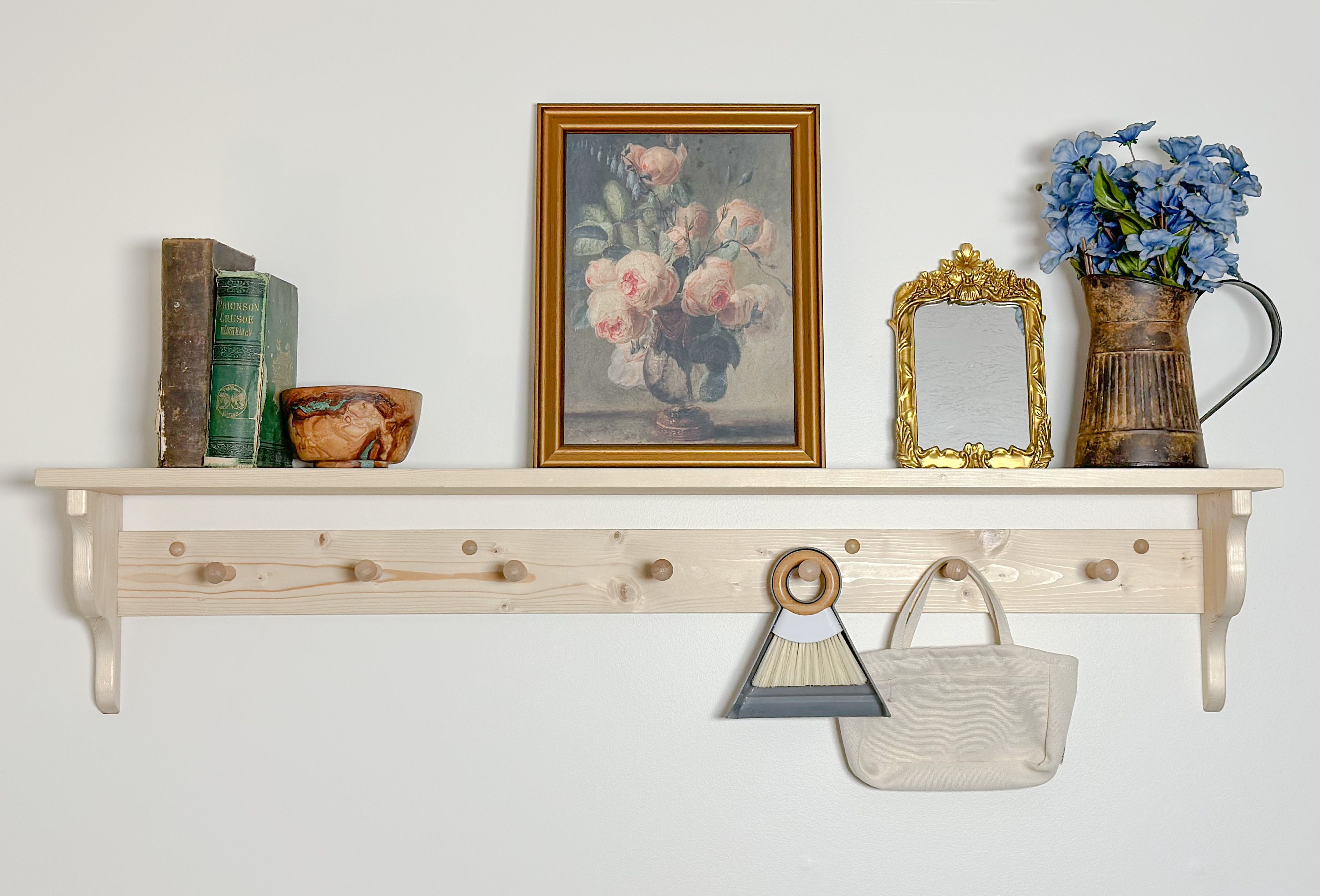 Peg Rail With Shelf, Entryway Organization, Shaker Peg Coat Rack, Wall ...