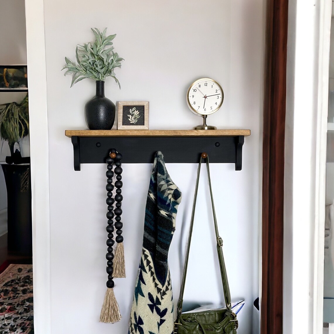 Shaker Peg Shelf Coat Rack With Shelf Wood Shelf With Pegs Decor ...