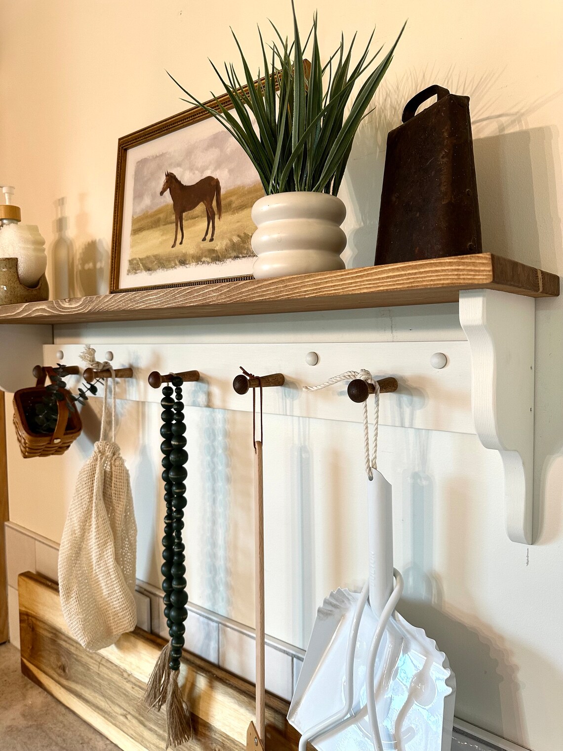 Shelf With Hooks, Shaker Peg Shelf, Housewarming Gift, Entryway ...