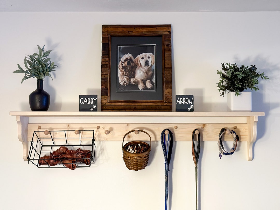 Peg Shelf for Wall Pet Accessory Organization Shelf With Hooks for Dog ...