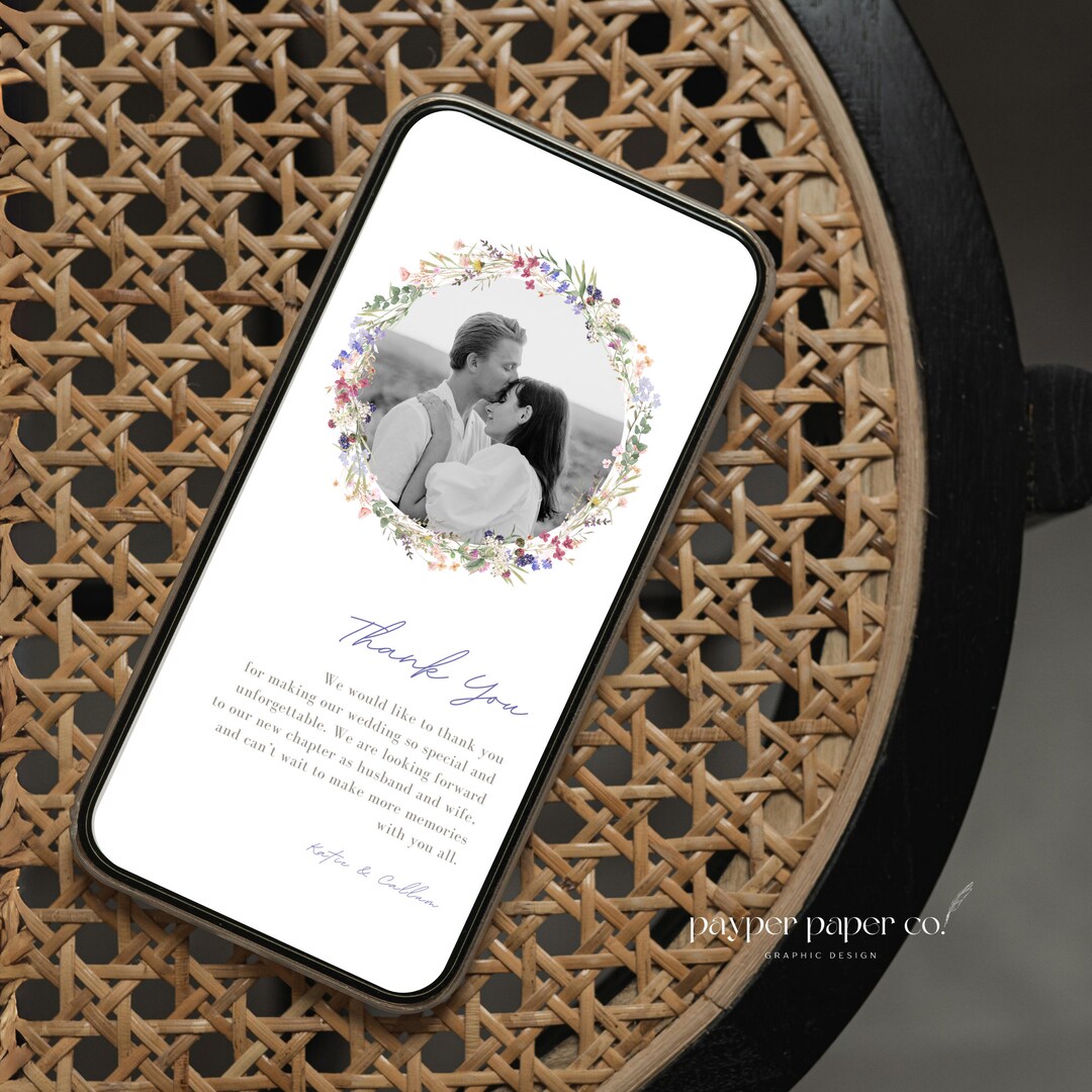 Floral Electronic Thank You Card Template, Digital Thank You Card ...