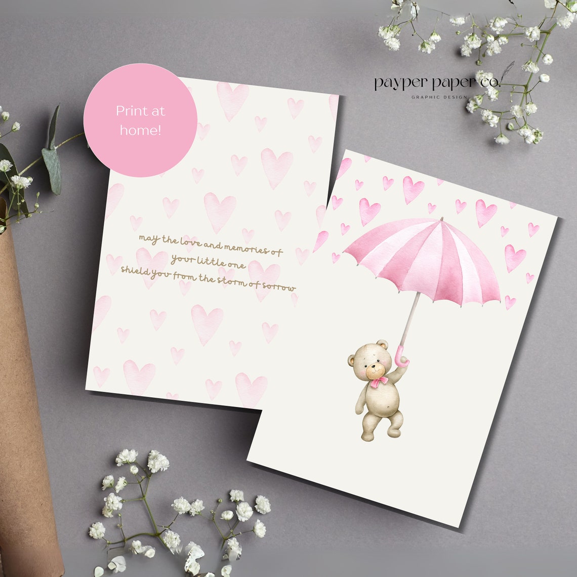 Printable Child Loss Card, Thinking of You Card, Sympathy Card, Baby ...
