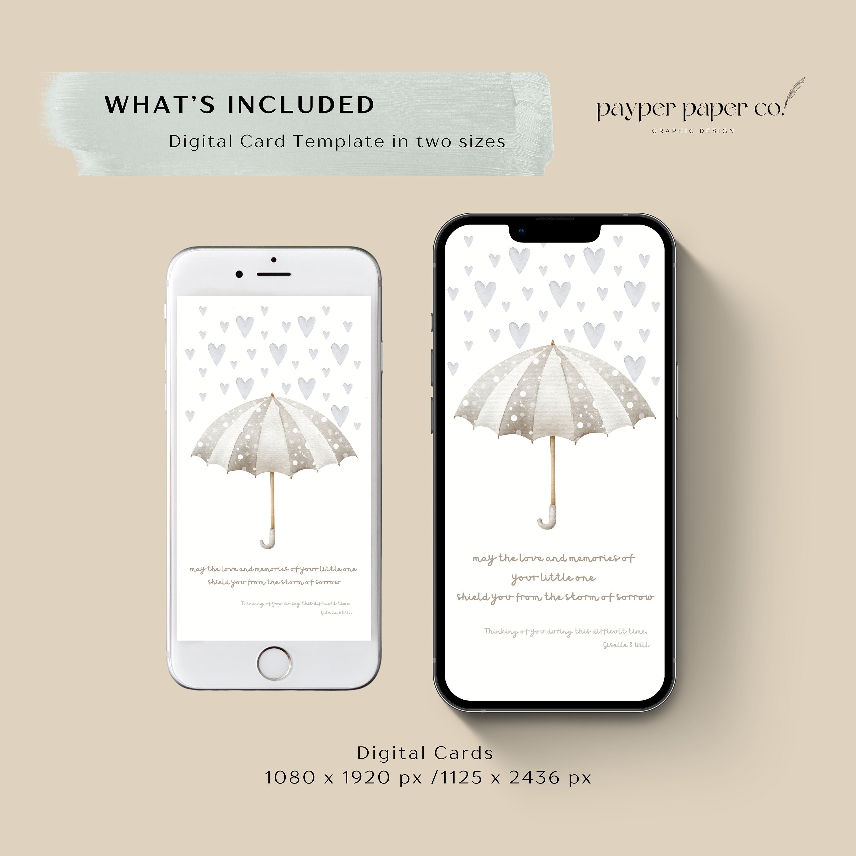 Digital Child Loss Card Template / Thinking of You Card / Sympathy Card ...