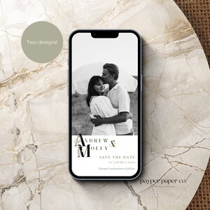 Monogram Save the Date Template, Photo Save the Date, Minimalist Wedding Invitation, Digital ...