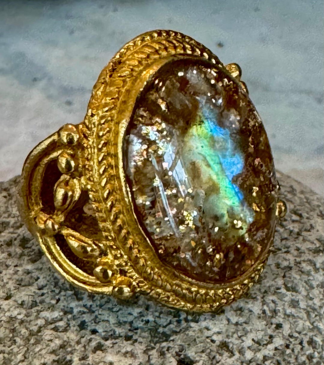 Gold Plated Brass Orgonite Ring|celestial Crystal Starseed Jewelry ...