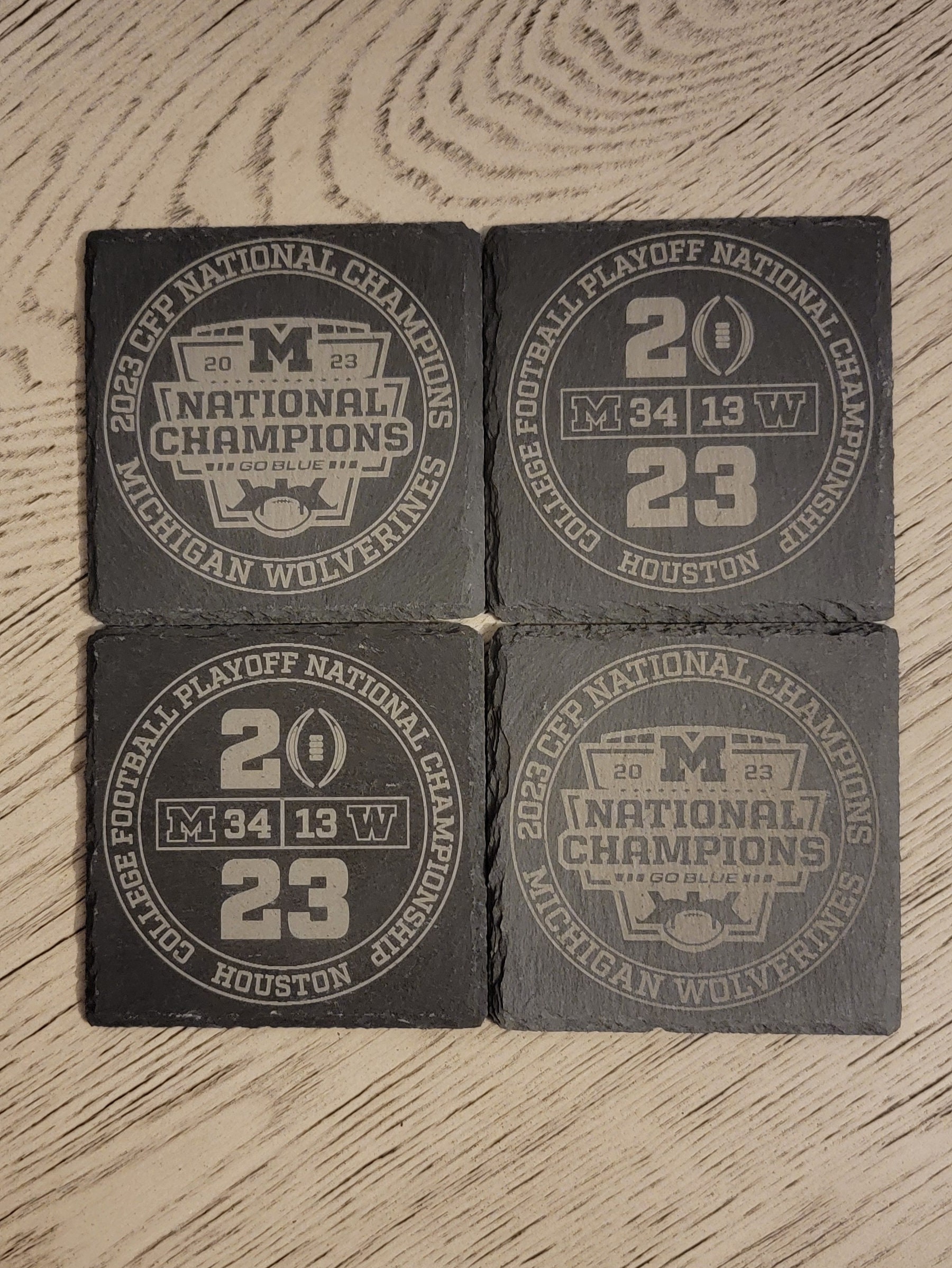 Michigan Wolverines CFP Champion Slate Coasters set of 4 - Etsy