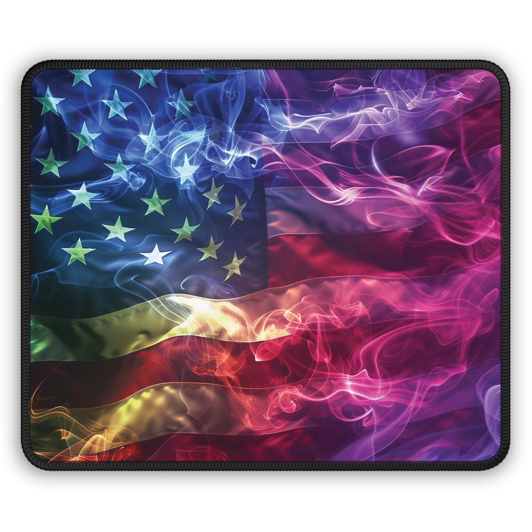 Iridescent Flag Basic Mouse Pad, Patriotic American Flag Mouse Pad - Etsy