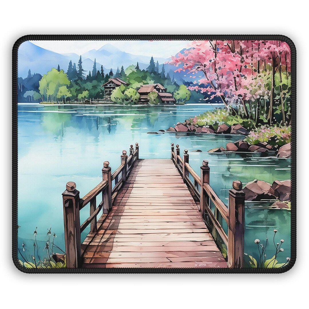 Beach Watercolor (V2) Basic Mouse Pad, Nautical Seascape Mouse Pad ...
